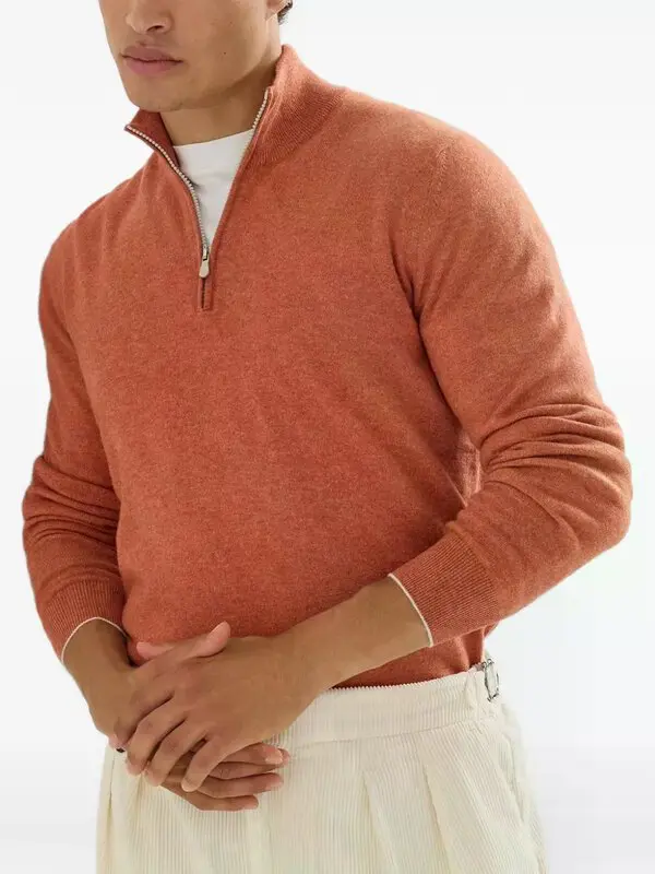 Brunello Cucinelli Cashmere Half-zip Sweater - Orange