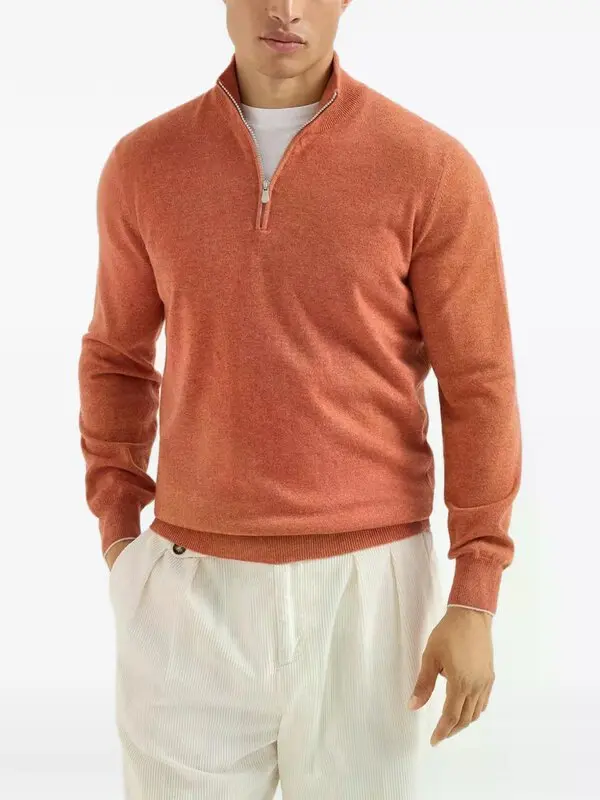 Brunello Cucinelli Cashmere Half-zip Sweater - Orange