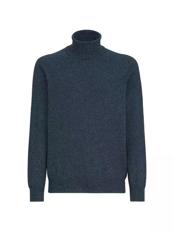 Brunello Cucinelli Mouliné Cashmere Turtleneck Sweater - Blue