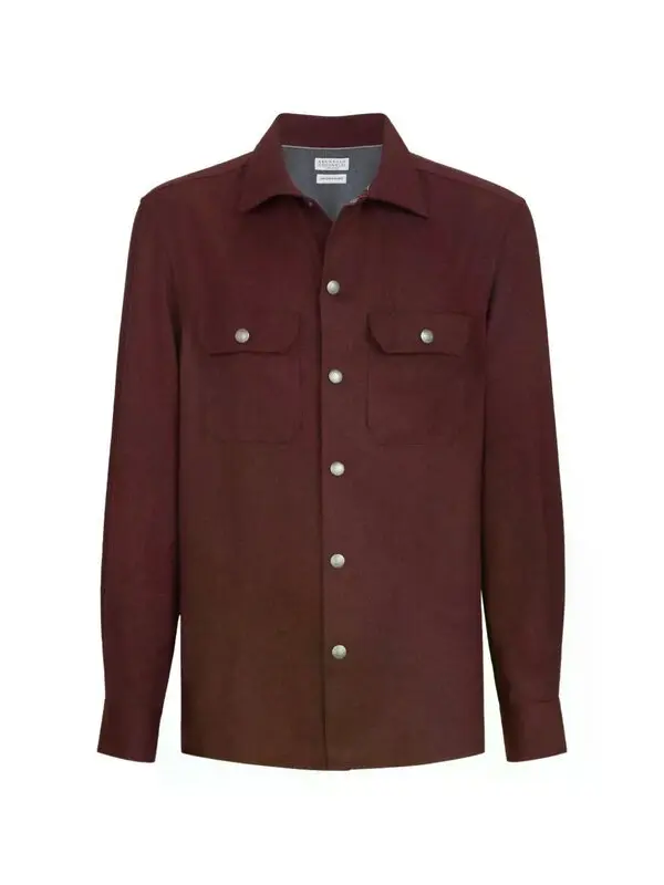 Brunello Cucinelli Flannel Chest-pockets Shirt Jacket - Red