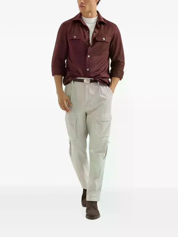 Brunello Cucinelli Flannel Chest-pockets Shirt Jacket - Red
