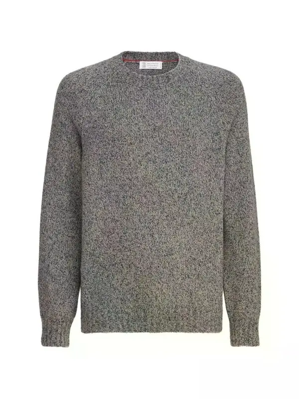 Brunello Cucinelli Virgin Wool, Silk And Cashmere Chiné Sweater - Grey