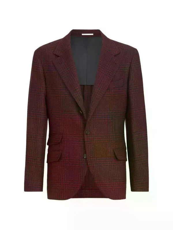 Brunello Cucinelli Cashmere Prince Of Wales Deconstructed Cavallo Blazer - Red