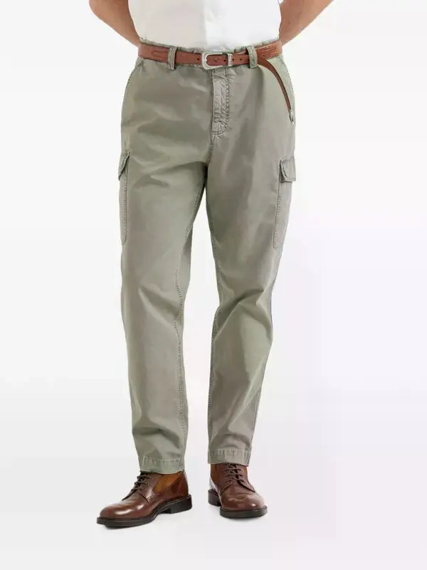 Brunello Cucinelli Peached Cotton Gabardine Trousers With Cargo Pockets
