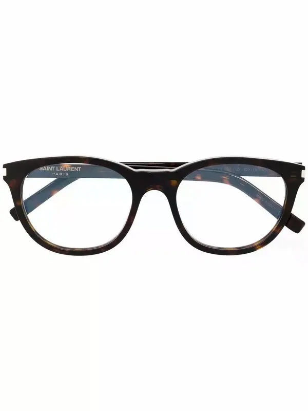 Saint Laurent Tortoise Shell Round Frame Glasses - Brown