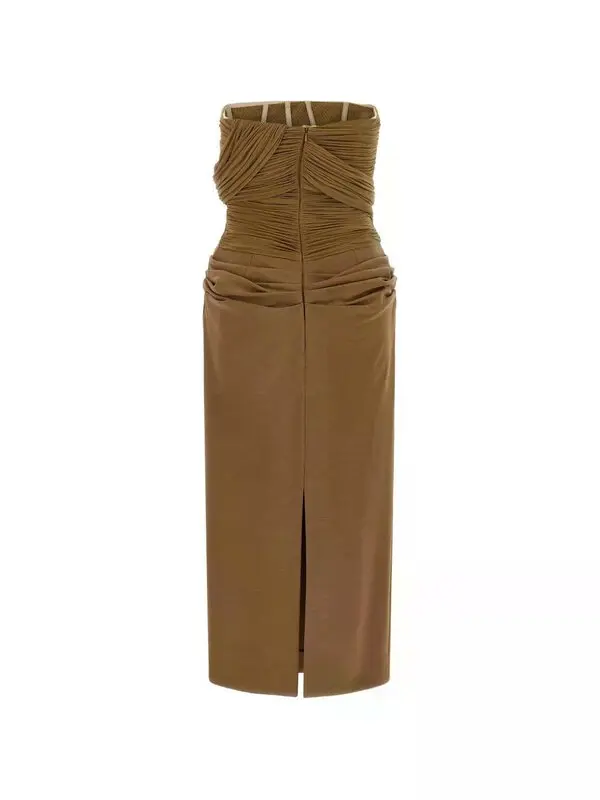 Magda Butrym Draped Strapless Midi Dress