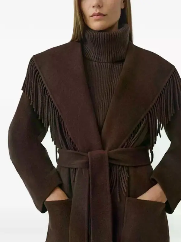 Simkhai Carrie Fringe-trimmed Belted Coat