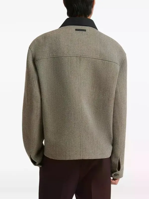 Marni Taupe Tweed Jacket With Sculptural Collar