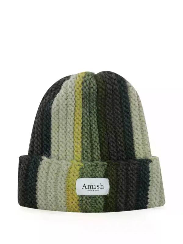 AMISH SUPPLIES Multi-stripe Chunky-knit Beanie Hat