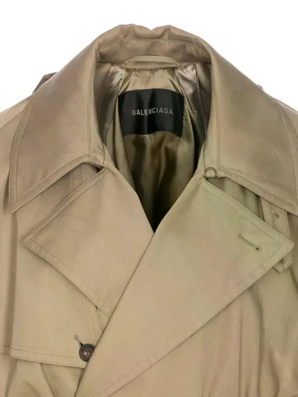 Balenciaga Draped-neck Double-breasted Trench Coat