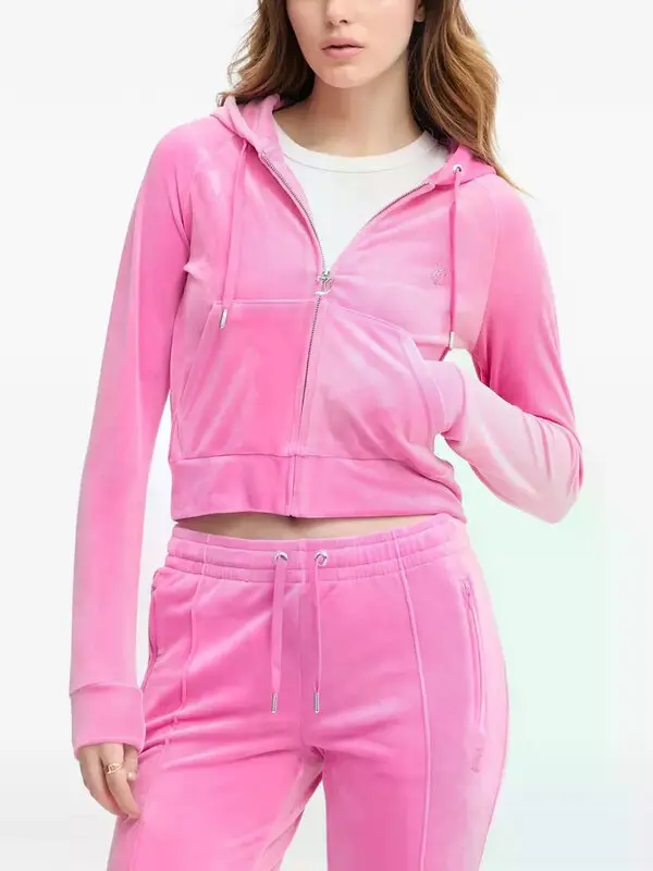 Juicy Couture Rhinestone-embellished Zip-up Hoodie - Pink