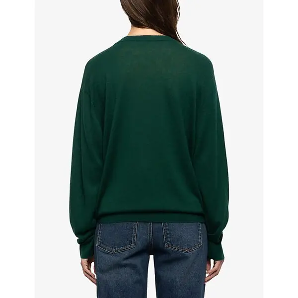 Zadig&Voltaire Swyna Logo-embroidered Wool And Cashmere-blend Jumper - Rain Forest