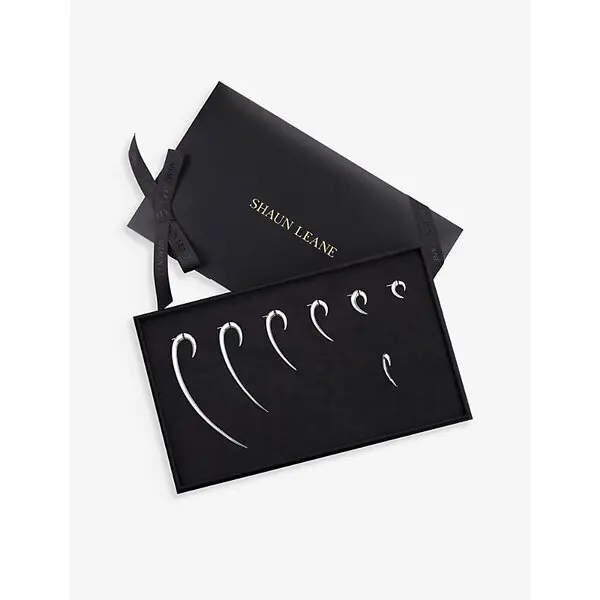 SHAUN LEANE Iconic Hook Sterling- And 0.04ct Diamond Earring Box Set