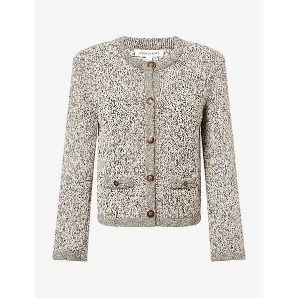 Veronica Beard Rexton Structured Cotton-blend Cardigan - Dove Multi