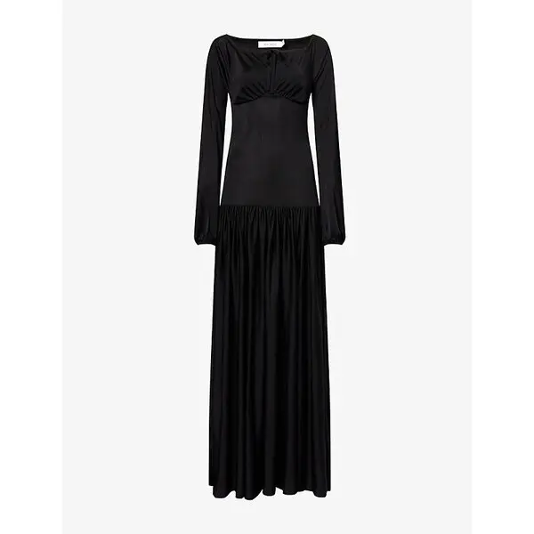 AYA MUSE Rivo Drop-waist Jersey Maxi Dress - Black