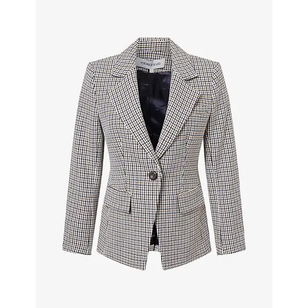 Veronica Beard Healy Checked Stretch-twill Blazer - Navy Multi