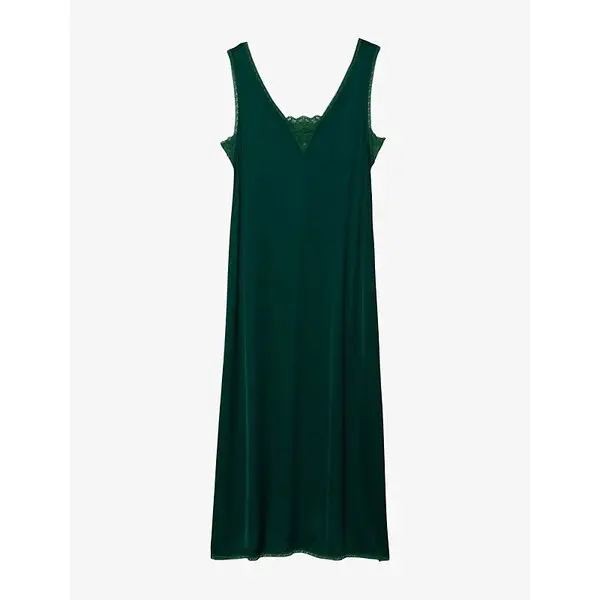 Zadig&Voltaire Renzo V-neck Satin Maxi Dress - Rain Forest
