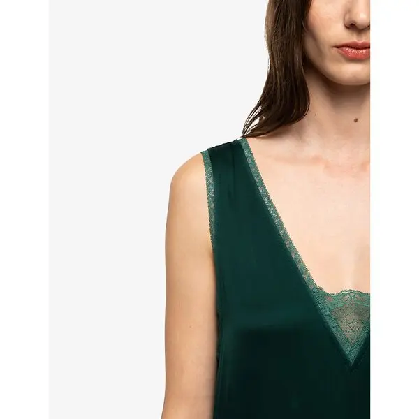 Zadig&Voltaire Renzo V-neck Satin Maxi Dress - Rain Forest