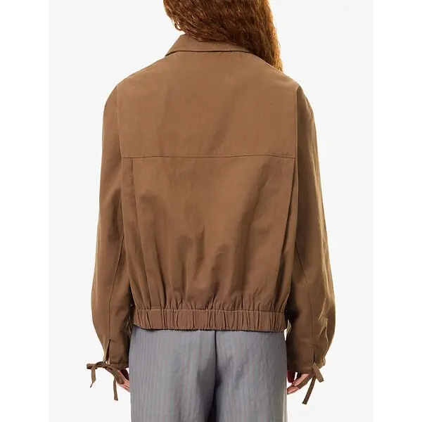 DEIJI STUDIOS Ruched-detail Cropped Cotton Jacket