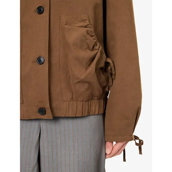 DEIJI STUDIOS Ruched-detail Cropped Cotton Jacket