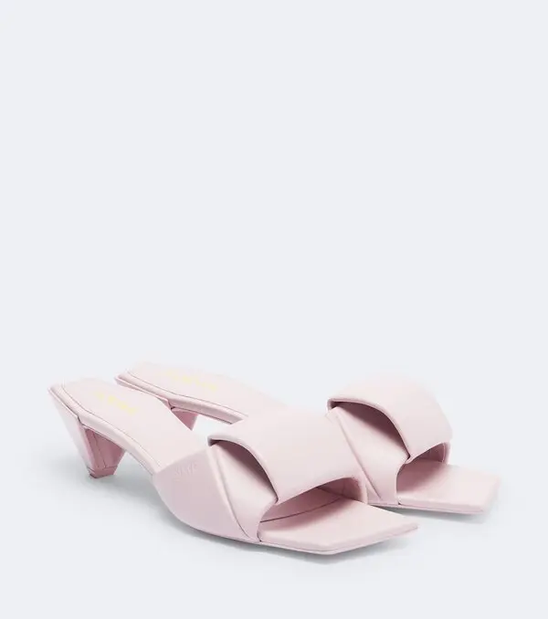 Loewe Origami Leather Mules - Pink