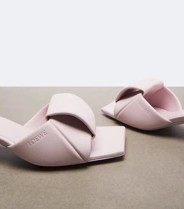 Loewe Origami Leather Mules - Pink