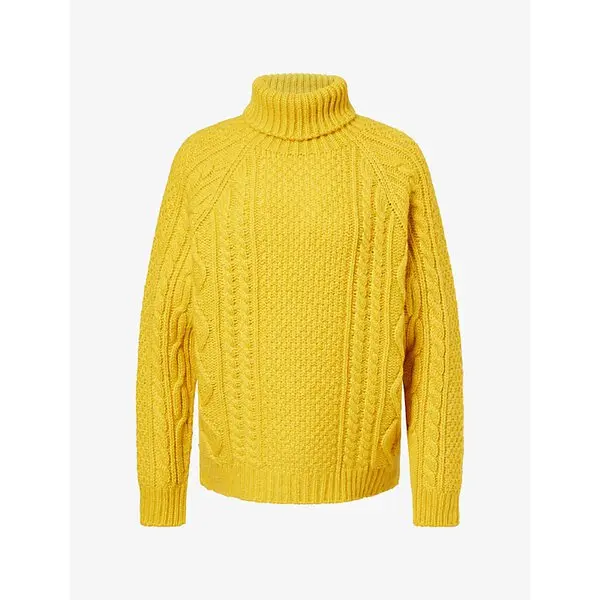 Max Mara Aran-knit Relaxed-fit Wool-blend Jumper - Yellow