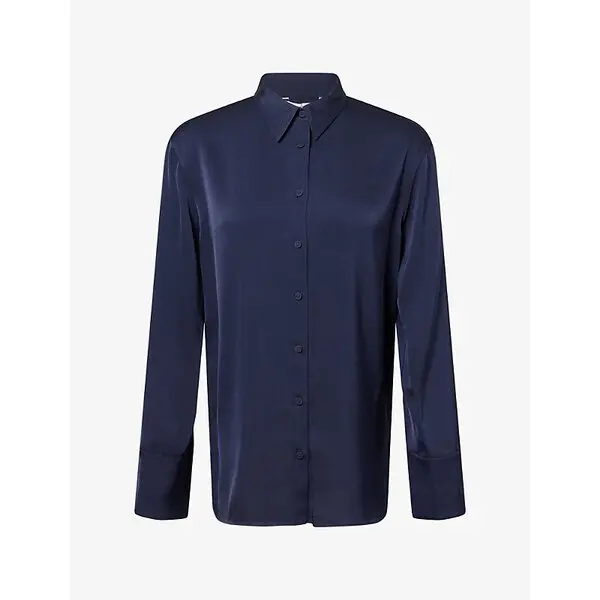 Veronica Beard Lloyd Relaxed-fit Satin Shirt - Navy