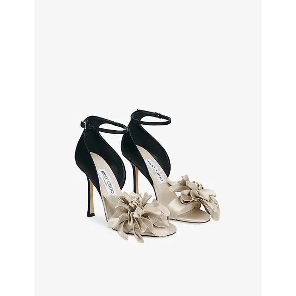 JIMMY CHOO Coko 100 Flower Satin Heels