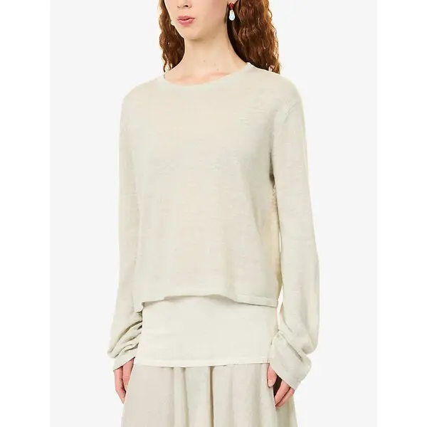 AYA MUSE Nira Semi-sheer Linen-blend Top
