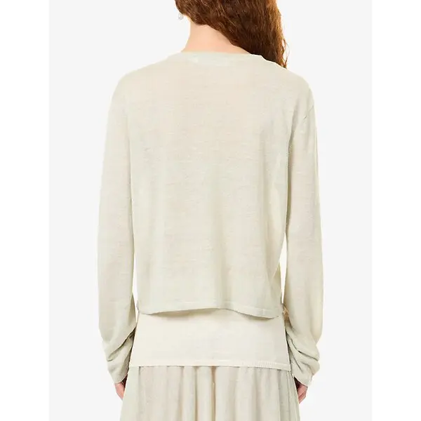 AYA MUSE Nira Semi-sheer Linen-blend Top