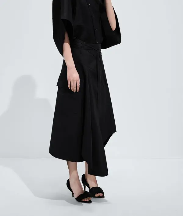 Bottega Veneta Compact Cotton Toile Asymmetric Skirt