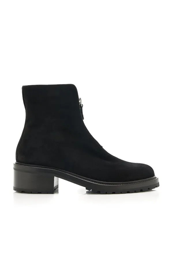 THE ROW Zip Up Ankle Boots With Lug Sole - Black