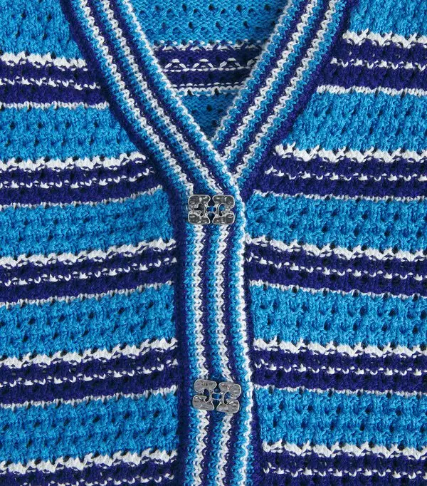 GANNI Cotton Stripe Cropped Cardigan