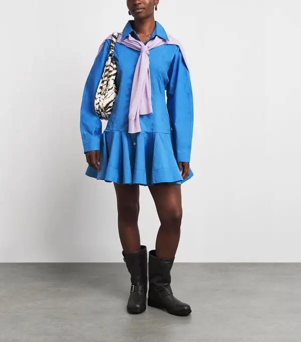GANNI Stretch-cotton Mini Shirt Dress