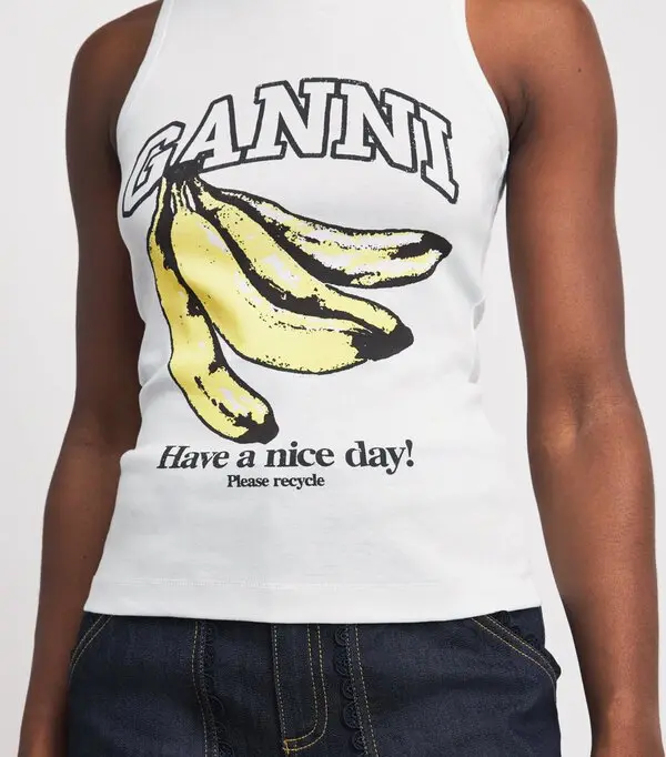 GANNI Organic Cotton Graphic Tank Top