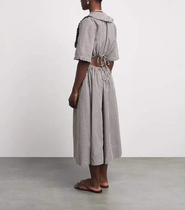GANNI Cotton Gingham Midi Dress