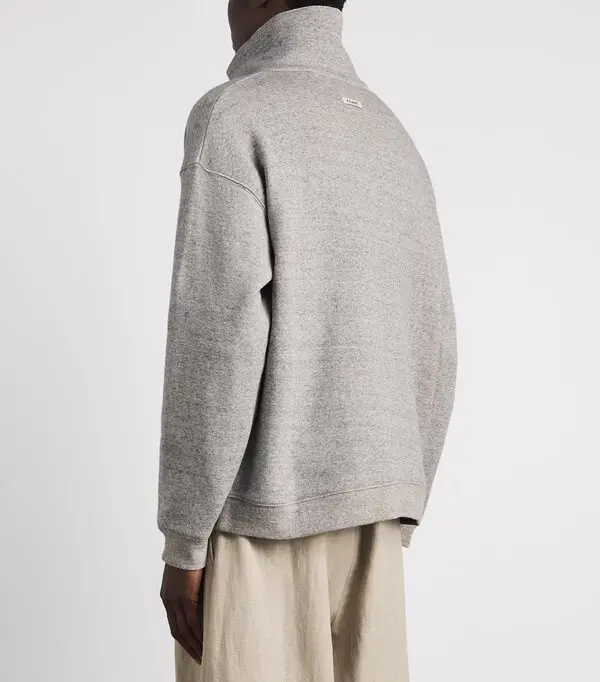 FRAME Wool-cotton Half-zip Funnel Neck Sweater