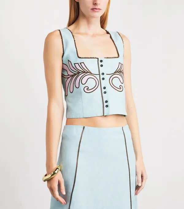 Lug Von Siga Linen Amelia Top With Embroidered Detail