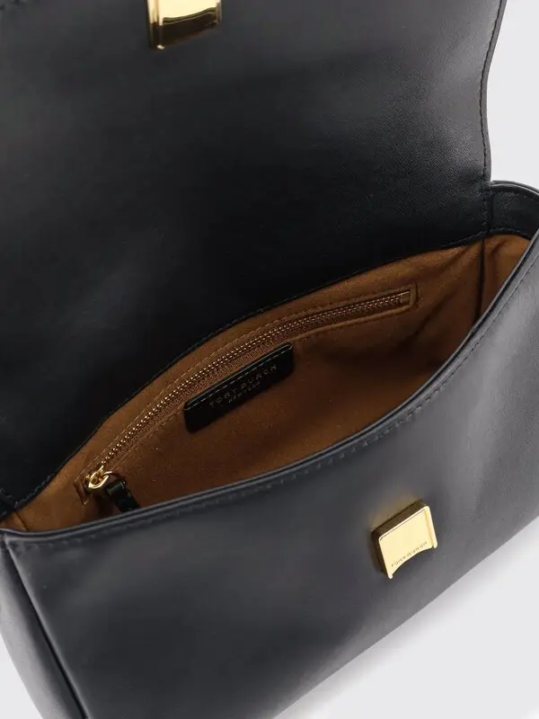 Tory Burch Charlie Leather Shoulder Bag With Double T Logo And Removable Strap