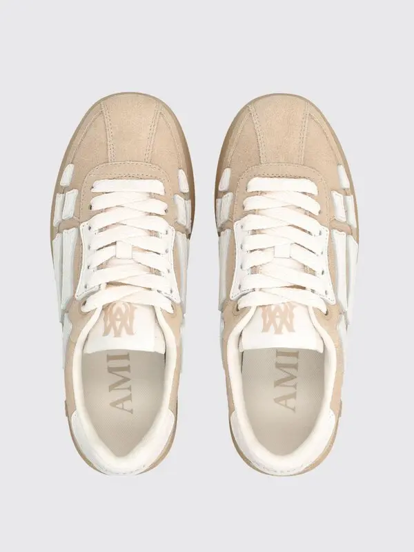 Amiri Pacific Bones Two-tone Leather And Suede Low-top Sneakers
