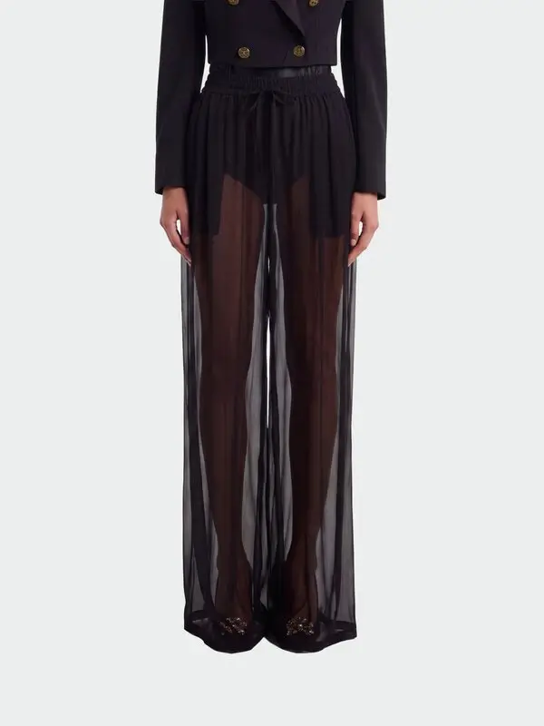 Dolce & Gabbana Silk Palazzo Trousers With Drawstring