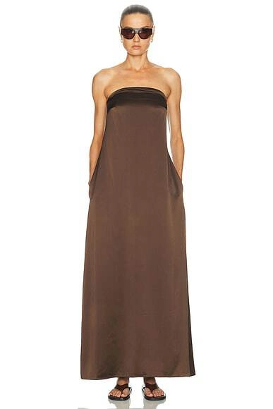 THE PARK Edith Strapless Gown - Chocolate