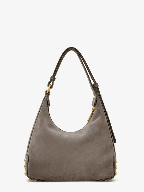 TOD'S Mini Bag Metal Dots Suede Crossbody Bag - Grey