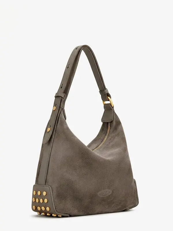 TOD'S Mini Bag Metal Dots Suede Crossbody Bag - Grey