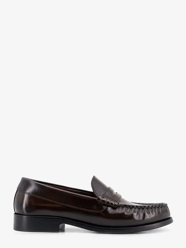 ALOHAS Leather Rivet Loafers - Brown