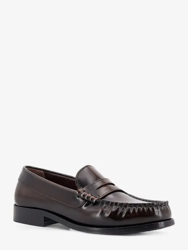 ALOHAS Leather Rivet Loafers - Brown