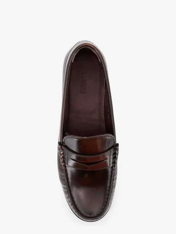 ALOHAS Leather Rivet Loafers - Brown