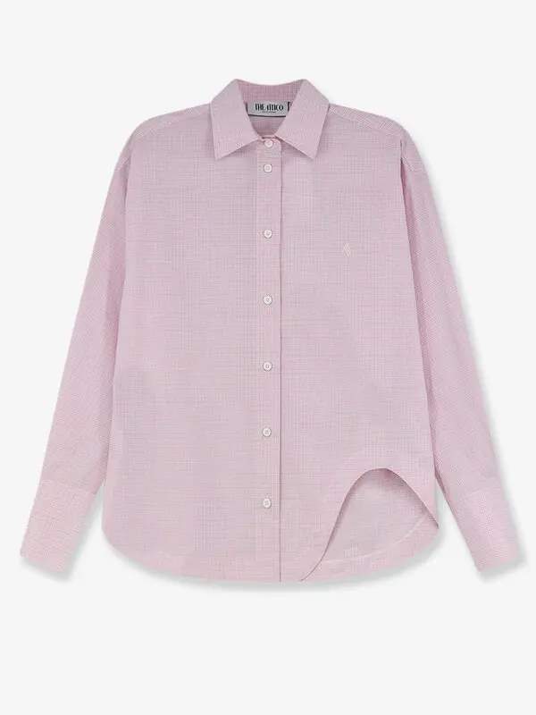 Attico Cotton Shirt With Front Embroidered Logo - Pink
