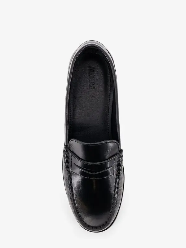 ALOHAS Rivet Leather Loafers - Black